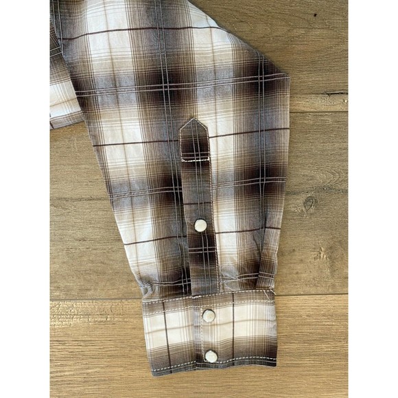 Rafter C | Shirts | Rafter C Cowboy Mens S Pearl Snap Beige Plaid Long ...